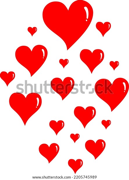 Set Red Cartoon Style Hearts Different Stock Vector (Royalty Free ...
