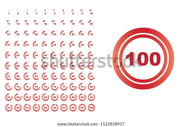 Set Red Circle Diagrams 1 100 Stock Vector (Royalty Free) 1522838957 ...