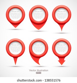 Set Red Circle Pointers Stock Vector (Royalty Free) 138551576 ...