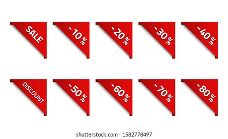 Set Red Corner Label Discount Offer Stock Vector (Royalty Free ...