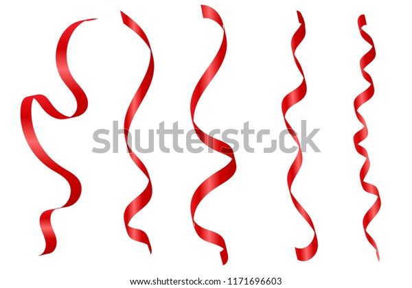 Set Red Curly Ribbons Isolated On Stock Vector (Royalty Free) 1171696603