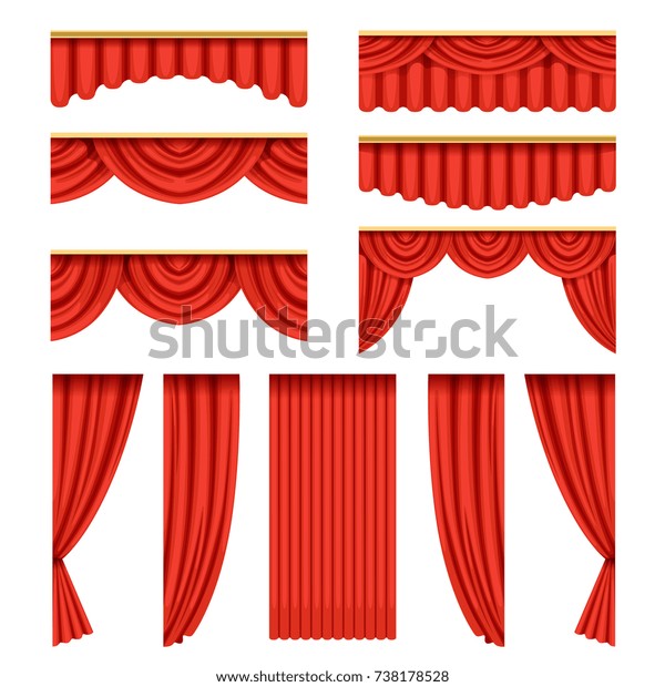 Ensemble de rideaux rouges avec des : image vectorielle de stock (libre ...