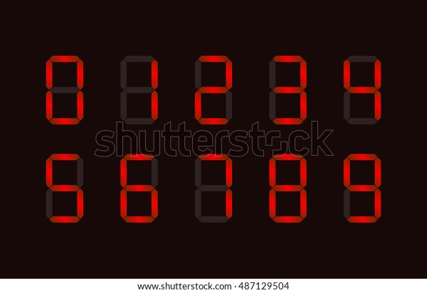 Set Red Digital Number Signs Made Stock Vector (Royalty Free) 487129504