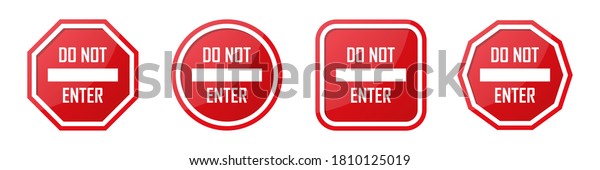 Set Red Do Not Enter Sign Stock Vector (Royalty Free) 1810125019 ...