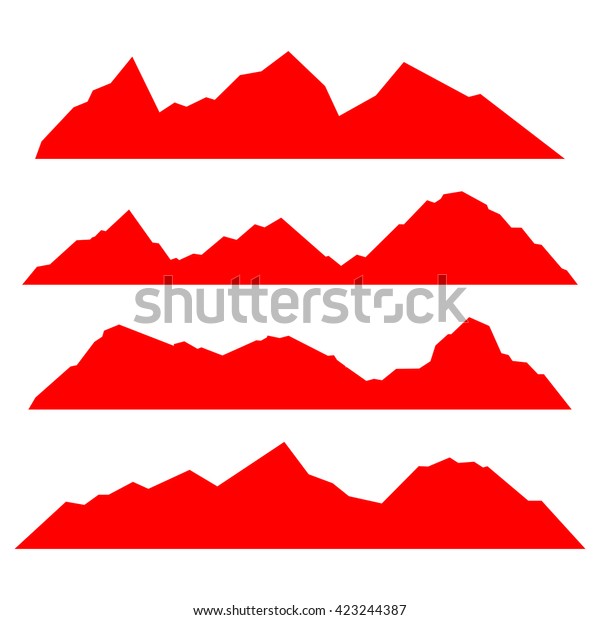 Set Red Drawn Mountains On White Stock Vector (Royalty Free) 423244387