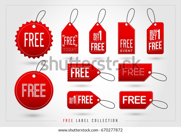 Set Red Free Tags Icon Vector Stock Vector (Royalty Free) 670277872