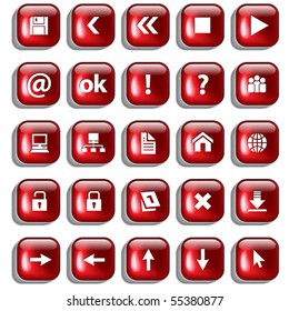 Set Red Glossy Buttons Web Design Stock Vector (Royalty Free) 55380877 ...