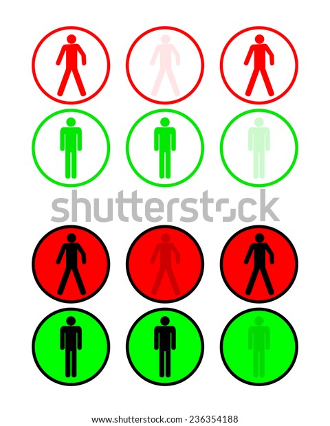 Set Red Green Wait Walk Pedestrian Stock Vector (Royalty Free ...