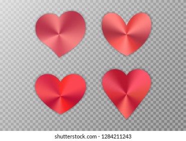 Set Red Hearts Metal Texture Romantic Stock Vector (Royalty Free ...