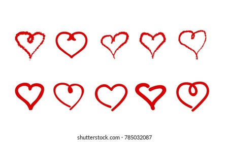 Set Red Hearts Vector Illustration Stock Vector (Royalty Free ...