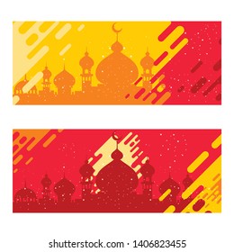 Set Red Islamic Banner Template Stock Vector (Royalty Free) 1406823455 ...