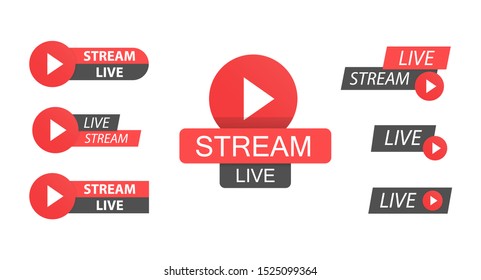 Large Set Red Live Streaming Icons Stock Vector (Royalty Free) 1839155938