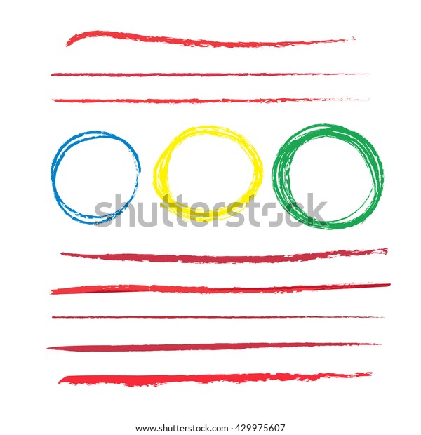 Set Red Pencil Strokes Colorful Grunge Stock Vector (Royalty Free ...