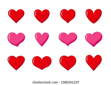 Set Red Pink Heart Shaped Symbols Stock Vector (Royalty Free ...