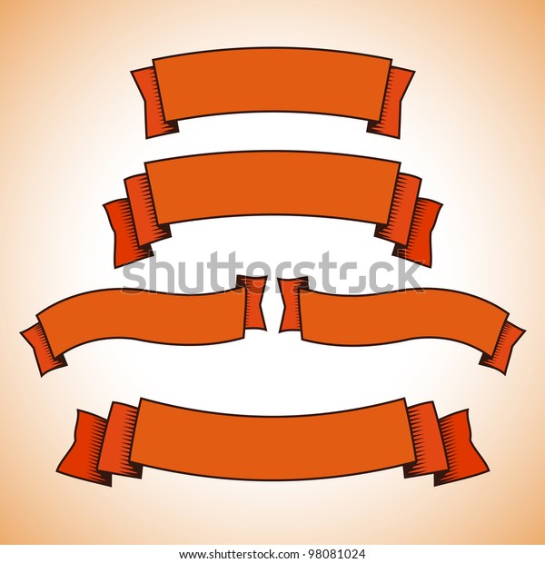 Set Red Retro Banners Ribbons Vector Stock Vector (Royalty Free ...