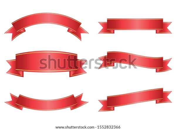 Set Red Ribbon Banner Iconvector Illustration Stock Vector (Royalty ...