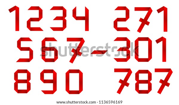 Set Red Ribbon Numbers On White Stock Vector (Royalty Free) 1136596169 ...