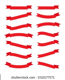 Red Ribbon Set Collection Vector Stock Vector (Royalty Free) 1800833563
