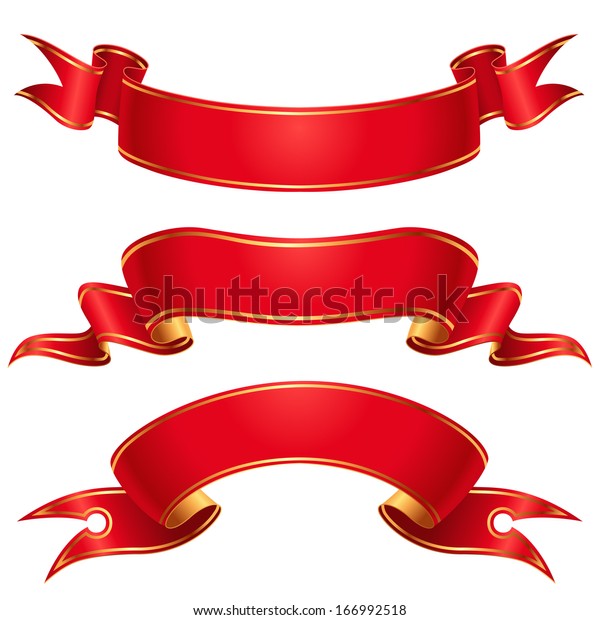 Set Red Ribbons Design Decoration Stock Vector (Royalty Free) 166992518 ...
