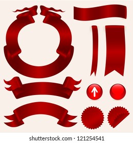 Set Red Ribbons Stickers Buttons Stock Vector (Royalty Free) 121254541 ...