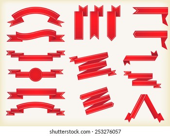 Set Red Ribbonsribbon Banner Vector Illustration Stock Vector (Royalty ...