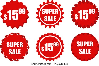 Set Red Round Price Labels Stock Vector (Royalty Free) 1465612433 ...