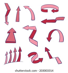 Set Red Sketchy Arrows Stock Vector (Royalty Free) 203003314 | Shutterstock