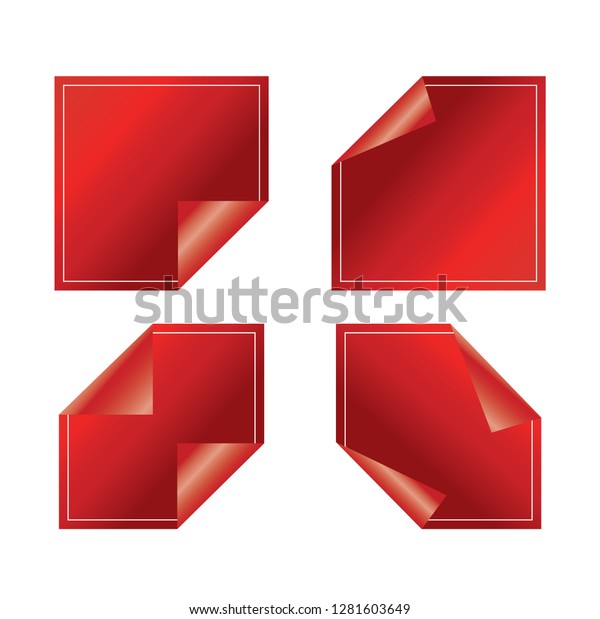 Set Red Square Paper Paper Page Stock Vector (Royalty Free) 1281603649 ...