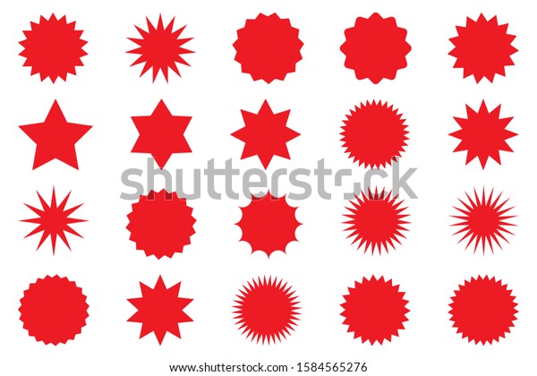 Set Red Star Sun Shaped Sale Stock Vector (Royalty Free) 1584565276 ...