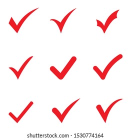 Set Red Tick Icons Vector Red Stock Vector (Royalty Free) 1530774164 ...