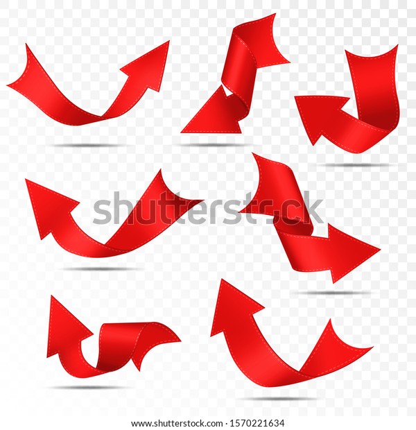 Set Red Twisted Paper Arrows On Stock Vector (Royalty Free) 1570221634