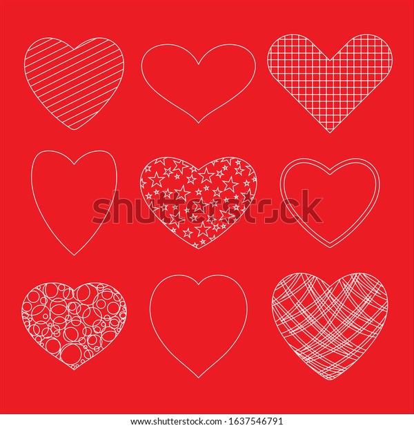 Set Red Vector Hearts Icons Neatly Stock Vector (Royalty Free ...