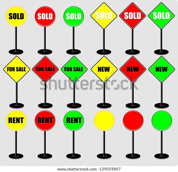 Set Red Yellow Green Signs Sale Stock Vector (Royalty Free) 129059897