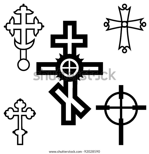 Set Religious Crosses Vector Illustration Stock Vector (Royalty Free ...