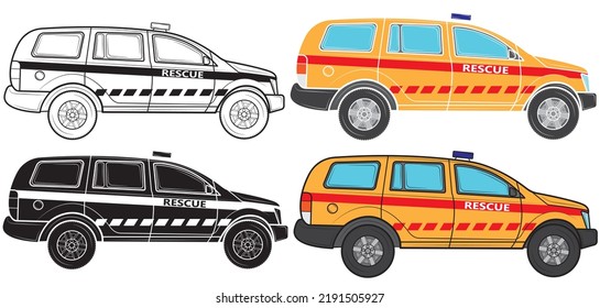Set Rescue Car Isolated On White Stock Vector (Royalty Free) 2191505927 ...
