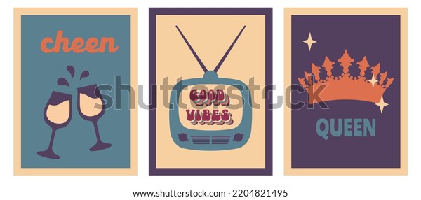 Set Retro Backgrounds Vertical Vintage Template Stock Vector (Royalty ...