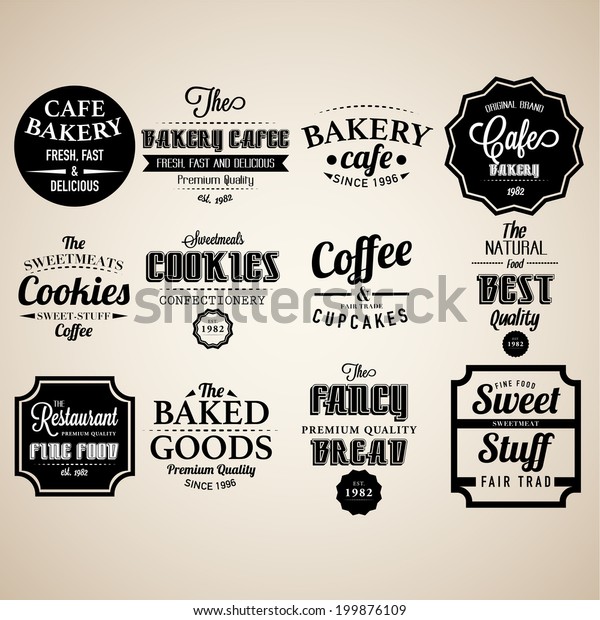 Set Retro Bakery Labels Ribbons Cards Stock Vector (Royalty Free ...