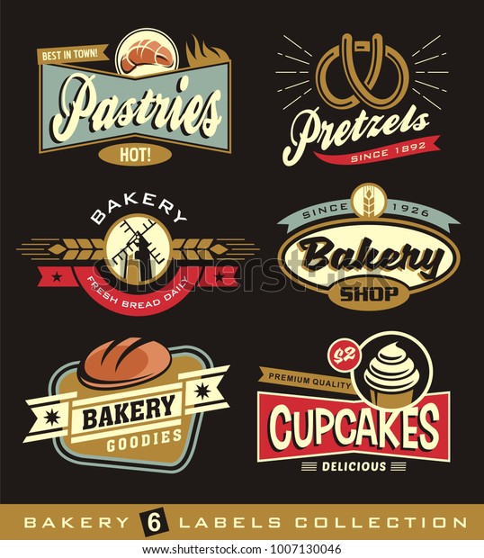 Set Retro Bakery Shop Design Elements Stock Vector (Royalty Free ...