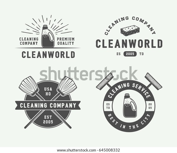 Set Retro Cleaning Logo Badges Emblems Stock Vector (Royalty Free ...