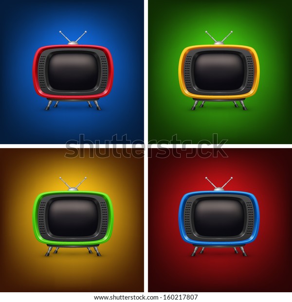 Set Retro Color Tv Background Stock Vector (Royalty Free) 160217807 ...