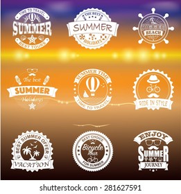 Set Retro Emblems Summer Holidays Stock Vector (Royalty Free) 281627591 ...