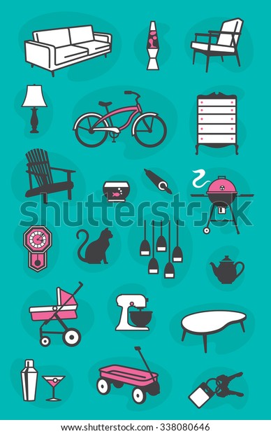 Set Retro Home Vector Icons Common Stock Vector (Royalty Free ...