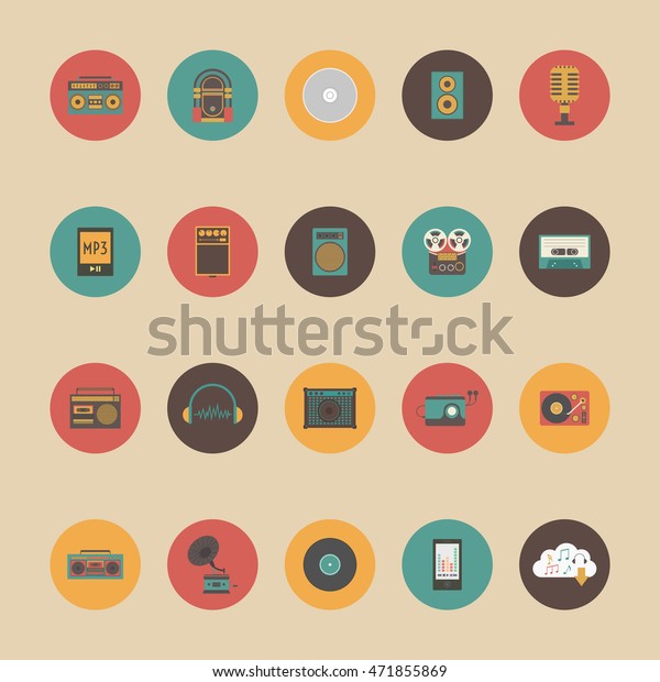 Set Retro Music Gadget Icon Retro Stock Vector (Royalty Free) 471855869 ...