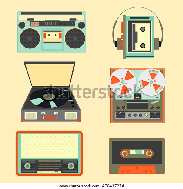 Set Retro Music Gadgets 2oth Century Stock Vector (Royalty Free) 478437274