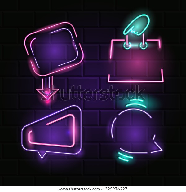 Set Retro Neon Frames Template Witn Stock Vector (Royalty Free ...