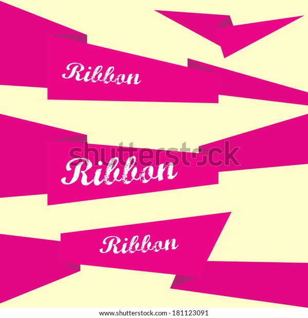 Set Retro Pink Ribbons Labels Vector Stock Vector (Royalty Free) 181123091