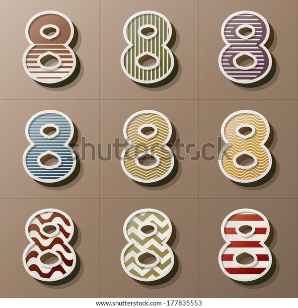 Set Retro Style Number 8 Eps: เวกเตอร์สต็อก (ปลอดค่าลิขสิทธิ์ ...