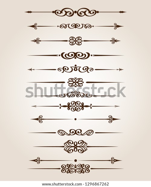 Set Retro Text Dividers Decorative Calligraphic Stock Vector (Royalty ...