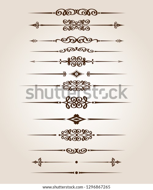 Set Retro Text Dividers Decorative Calligraphic Stock Vector (Royalty ...