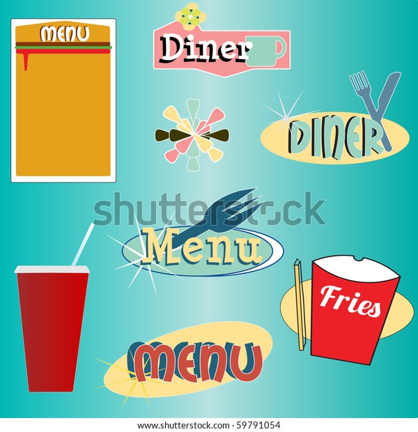 Set Retro Themed Diner Graphics Menu Stock Vector (Royalty Free) 59791054